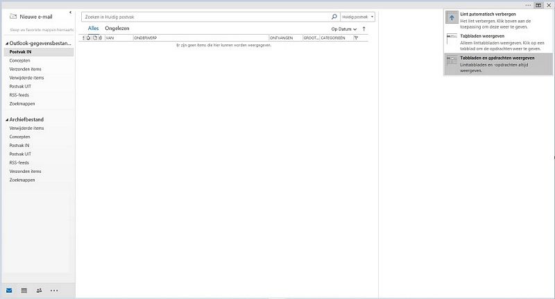 Outlook menu is weg, postvak zoek, WindowsHelp