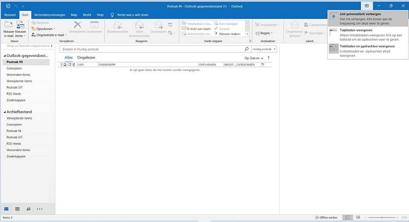 Outlook menu is weg, postvak zoek, WindowsHelp